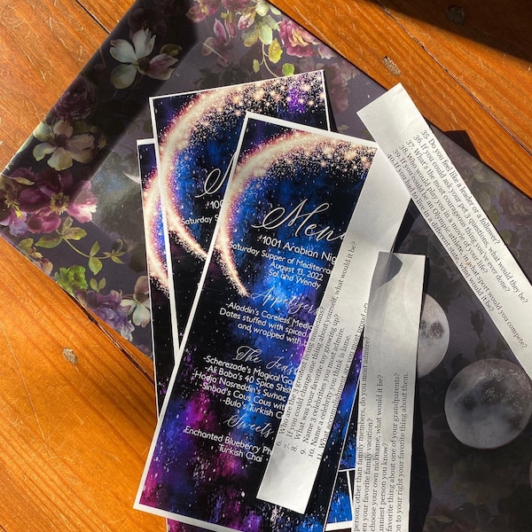 Galaxy Dinner Menu: Starry Night Sky Design (corjl Template) - Etsy