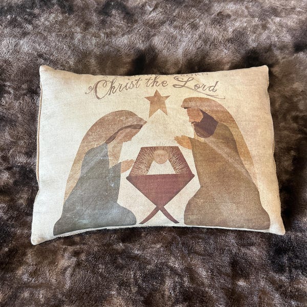 Christmas Nativity Pillow, Rustic Christmas, Modern Farmhouse Christmas ...