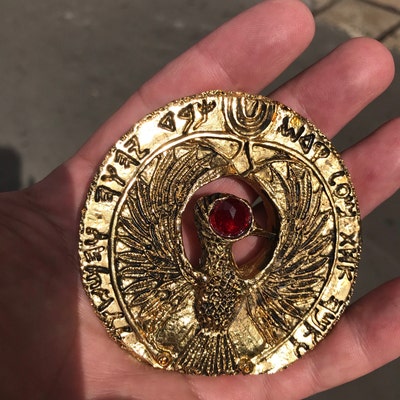 Indiana Jones, Staff of RA Headpiece, Antique Gold, Solid Metal, Red ...