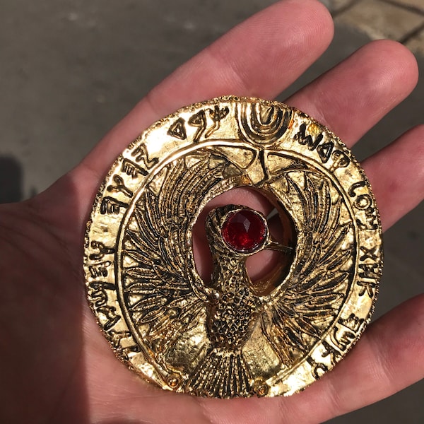 Indiana Jones, Staff of RA Headpiece, Antique Gold, Solid Metal, Red ...