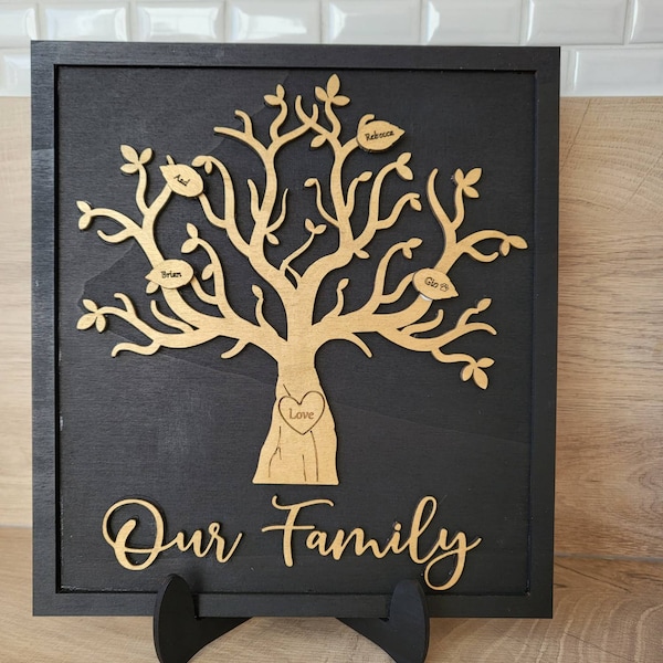 Customizable Family Tree Laser Cut Digital File | Easel File Included ...