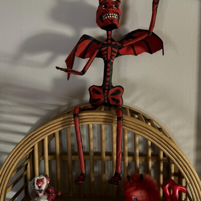 Mexican Devil Made of Paper Mache, Papercraft, Metallic Wire Interior ...