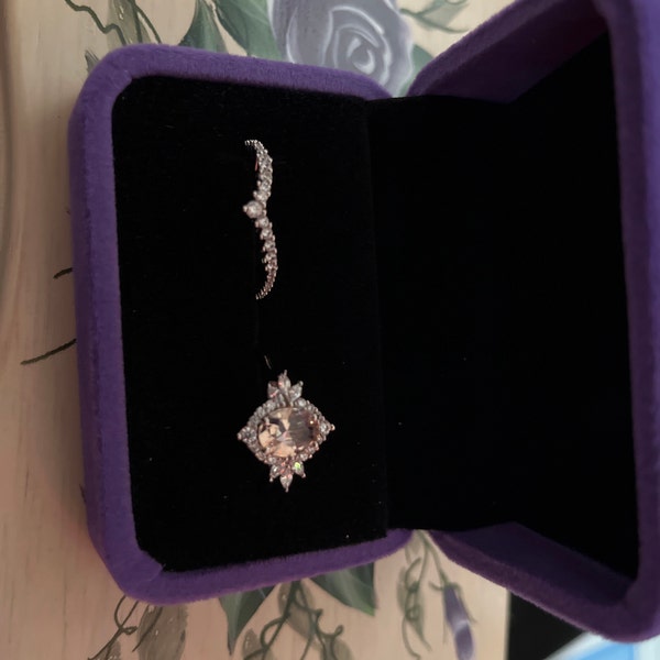 Nea Vintage Morganite Ring Set 14K Gold Vermeil Engagement Promise November Birthstone ...