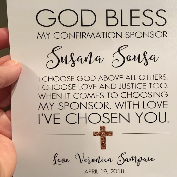 Sponsor Gift, Confirmation Sponsor Gift, Confirmation Present, Sponsor ...