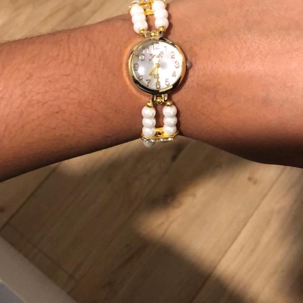 White Freshwater Pearl Bracelet Watch - Beaded Women's Watch - Etsy