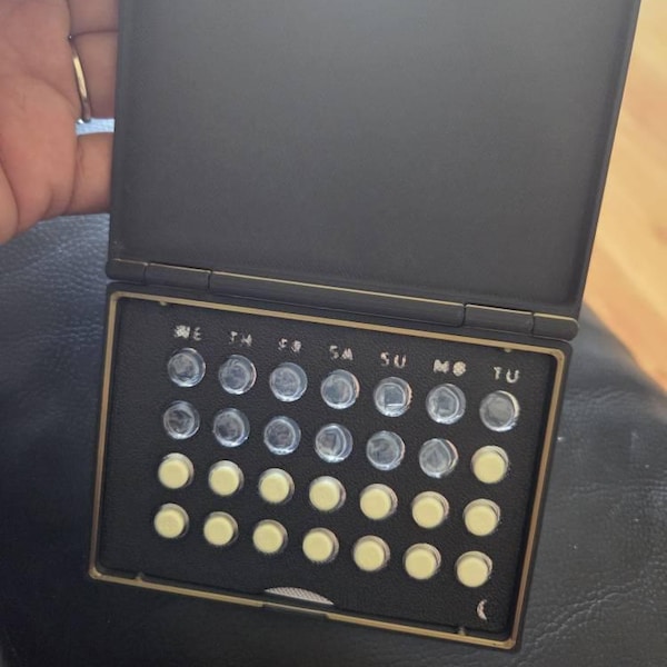 Black and Gold Celestial Birth Control Case, Custom Pill Pack Holder ...