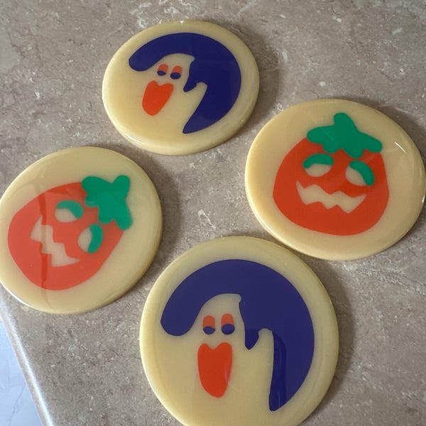 Pumpkin and Ghost Cookie Halloween Resin Coasters - Etsy