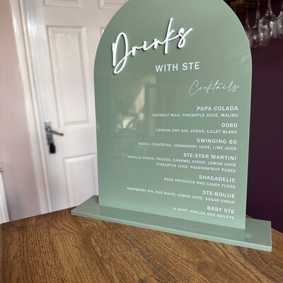 Cocktail Drinks Menu Signage Printed Drinks Menu - Etsy