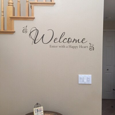 Welcome Enter With a Happy Entryway Home Entry Decorative Vinyl Sticker ...