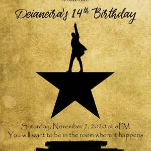 Hamilton Invitation Printable Hamilton Birthday Invitation Hamilton ...