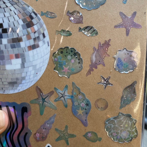 Pretty Seashell Sea Bottle Sticker Fancy Pearl Shell Ocean Oyster Shell ...