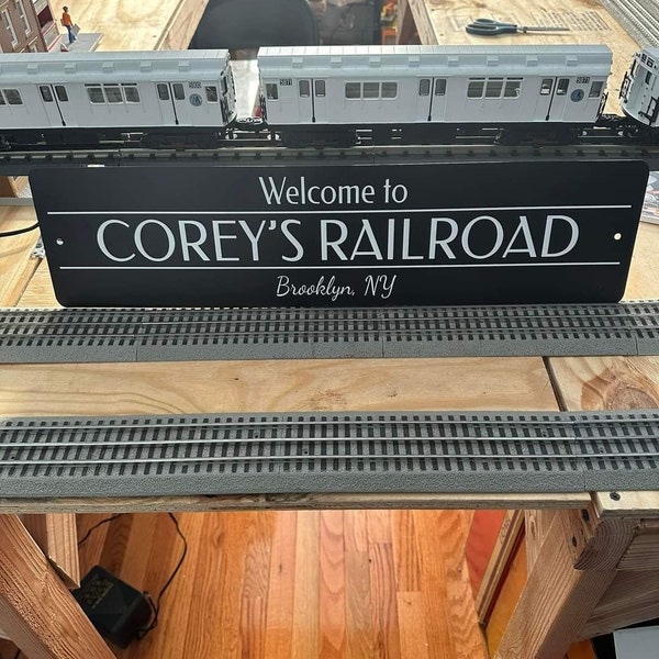 Welcome Train Station Sign, Personalized Most Scenic Routes Sign, Metal ...