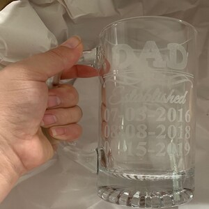 Custom Engraved Dad Established Father's Day Beer Mug Glass, Dad Family ...
