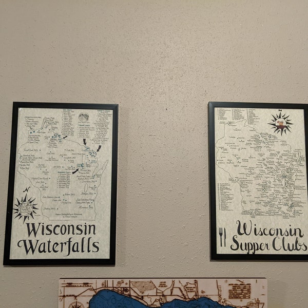 Wisconsin Waterfalls Map - Etsy