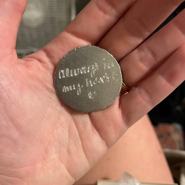 Personalized Handwriting Pocket Coin, Custom Memorial Token or Worry ...