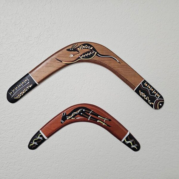 Traditional Aboriginal Hand Painted Hunting Boomerang | Dot Art Design ...