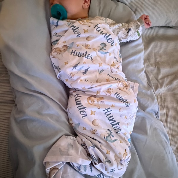 Dragon Swaddle Blanket, Dragon Personalized Baby Blanket, Baby Blanket ...