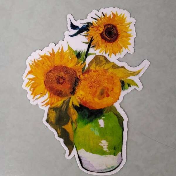 First Rendition of Sunflowers Cutout Sticker, Waterproof Vinyl Sticker ...