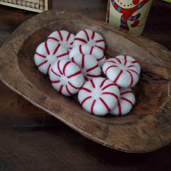 Felt Peppermints Red & White- Christmas Home Decor, Winter Tiered Tray ...