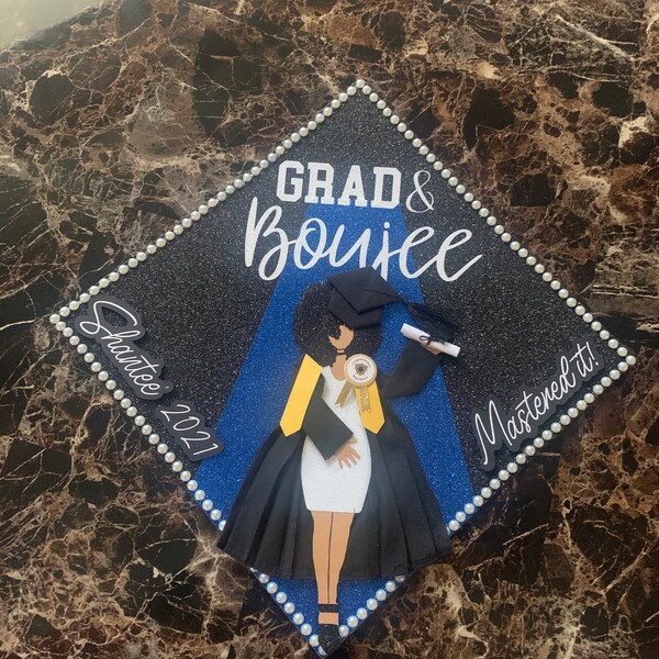 Custom Bling Mortarboard Topper| Custom Rhinestone Graduation Cap ...