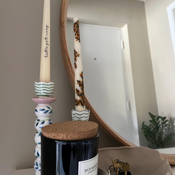 Hand Painted Oranges, Taper Candle, Hand Painted Candle, Home Decor ...