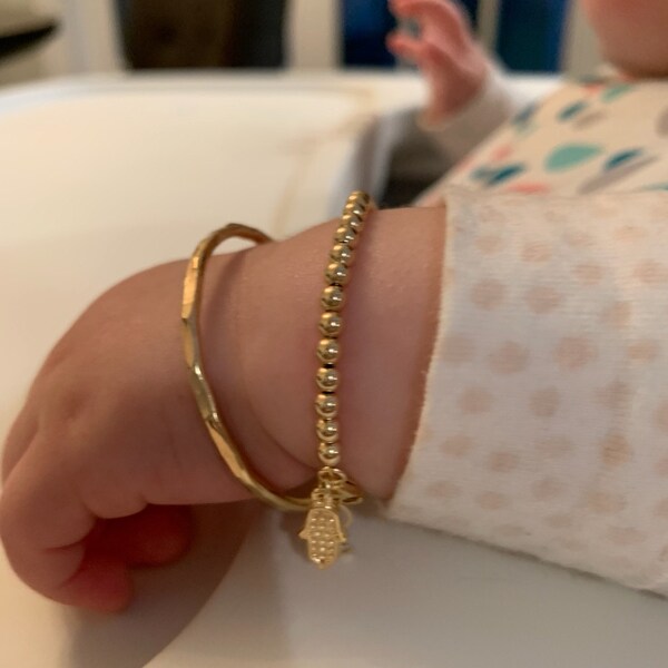 14k Gold Filled Baby Bangle Bracelet - Sterling Silver - Newborn Gift ...