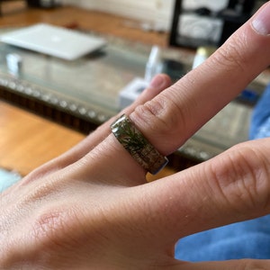 Red Rose RESIN RING Two Sided Ring Birch Bark Ring Floral | Etsy