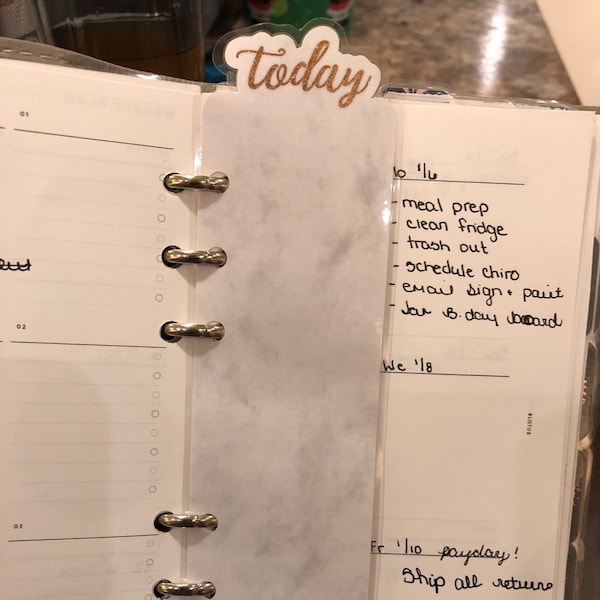 Foiled Planner Page Marker, Marbled Bookmark, Today, Weekly and Monthly ...