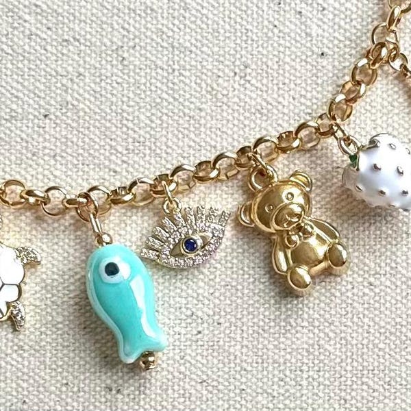 Build Your Own Custom Charm Necklace Gold Multi Charm Necklace ...