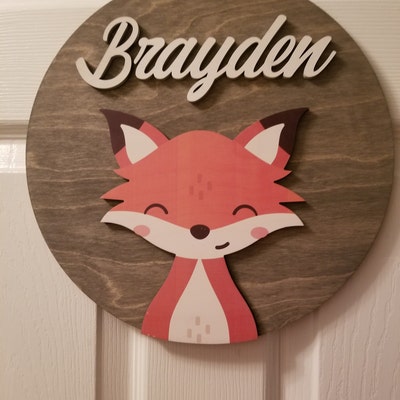 Baby Fox Sign, Nursery Name Sign, Fox Baby Decor, Fox Nursery Decor ...