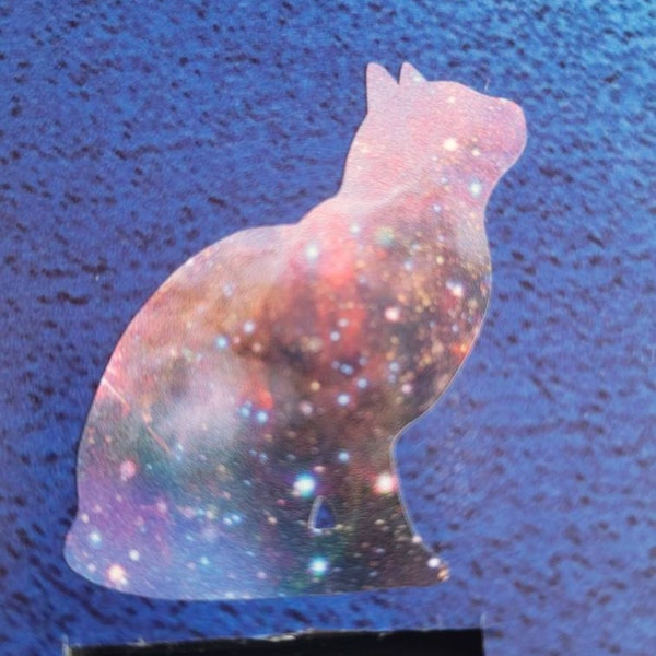 Galaxy Cat Sticker, Cat Decal, Cute Cat Sticker, Black Cat Sticker - Etsy