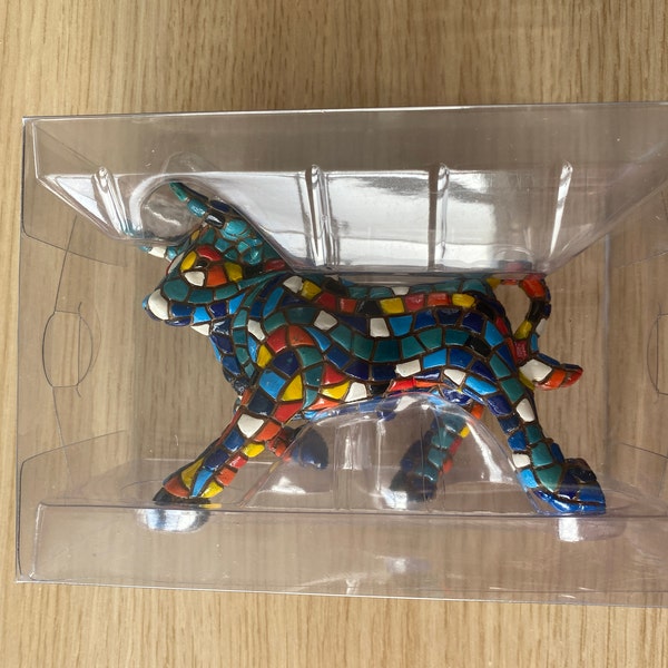 Mosaic Blue Bull Statue With Big Horns Made With Marble Dust and With ...