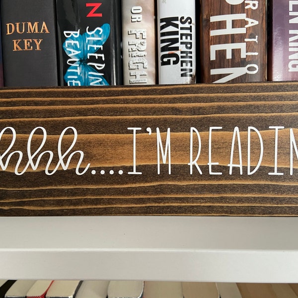 Shhh....i'm Reading Wood Sign, Library Decor, Gift for Bookworms, Home ...