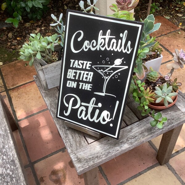 Patio Sign Retro Cocktails on the Patio Cottage Cabin Home Sign - Etsy