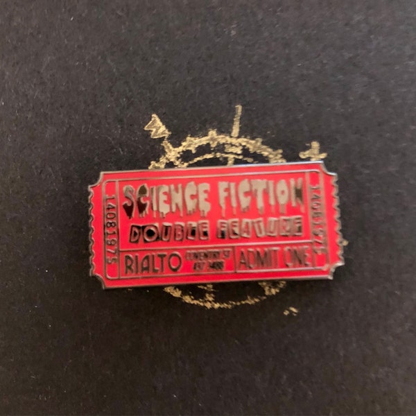 Science Fiction Double Feature Ticket Hard Enamel Pin - Red Lapel ...