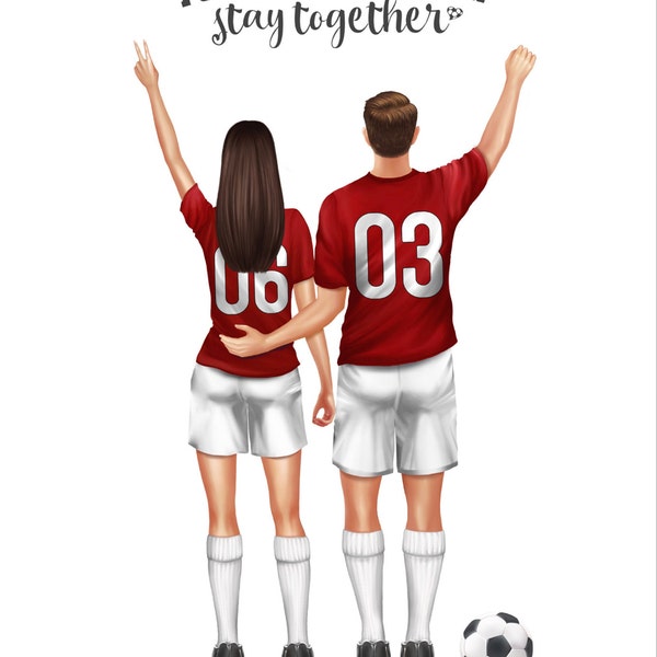 Personalised Couple Print, Personalised Football Couple Poster ...