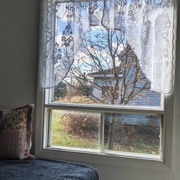 Vintage Cotton Lace Shaped Window Valance in White or Cream - Etsy