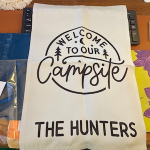Welcome to Our Campsite Personalized Garden Flag, Custom Camping Flag ...