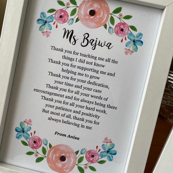 Teacher Poem - Thank You Teacher Gift - End of Year Teacher Gift ...