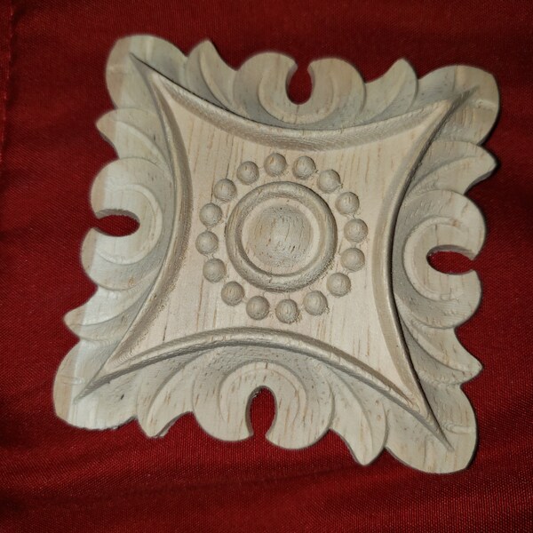 1.6" to 12" Square Rosettes Applique Onlay, 1pc, Flat Back, Unpainted ...