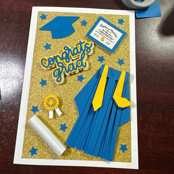 Graduation Card SVG Cut File - Dimensional 5x7 Graduation Icon Card SVG ...