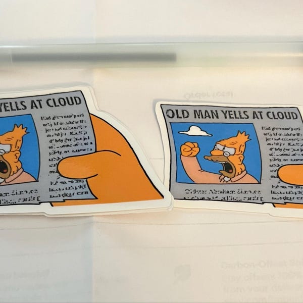 Abe Simpson (old Man Yells at Cloud) Vinyl Sticker (100% Waterproof) - Etsy