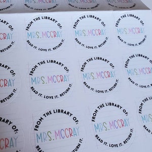 Teacher Book Labels Teacher Name Labels Personalized Teacher Stickers ...