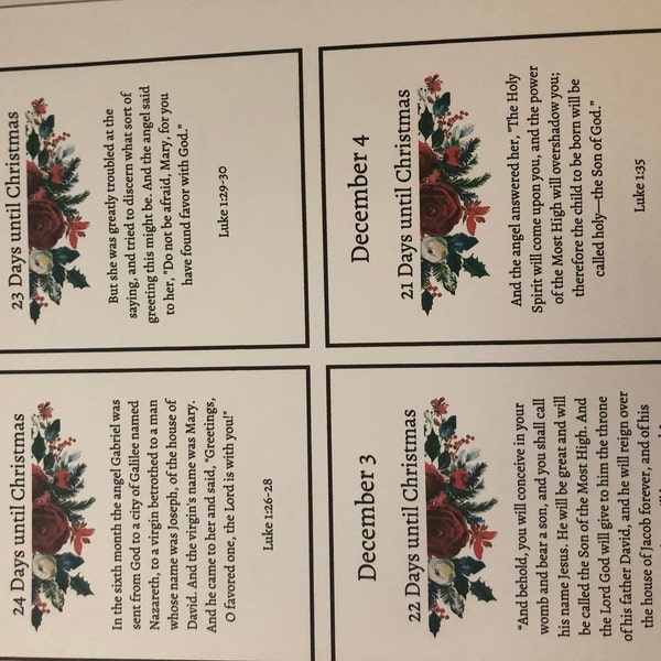 Advent Calendar With Bible Verses for Adults - Christmas Countdown ...