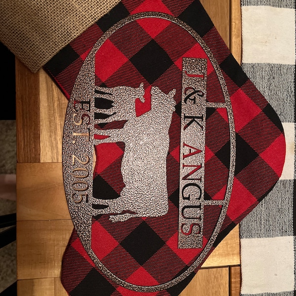 Cow Oval Farm Sign | Custom Metal Ranch Name Sign | Cow and Calf ...