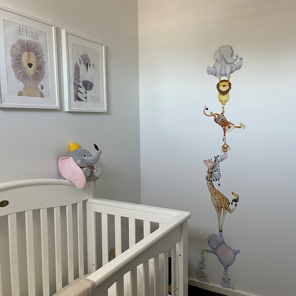 Safari Animal Stack Fabric Wall Decal, Safari Nursery, Watercolour ...