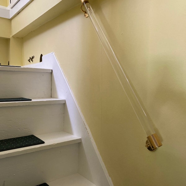 Custom Lucite Handrail by Luxholdups, Lucite and Brass Indoor Stair ...