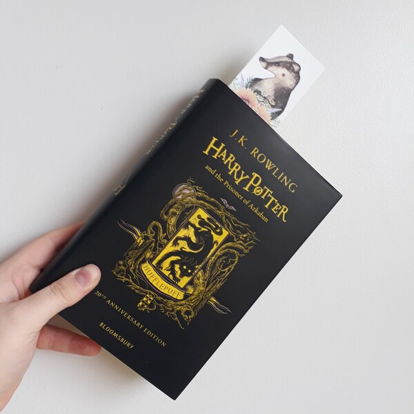 Badger Bookmark, Sunflowers and Cute Badger Yellow Bookmark, Friendship ...