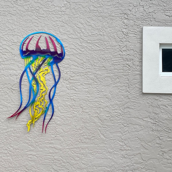 Jellyfish, Jellyfish Metal Sign, Metal Art, Sea Creature, Ocean Theme ...