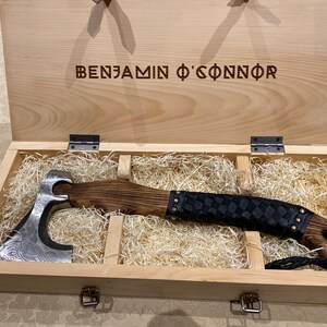 Valkyrie Axe With Personalized Engraved Wooden Box, Hand Forged ...